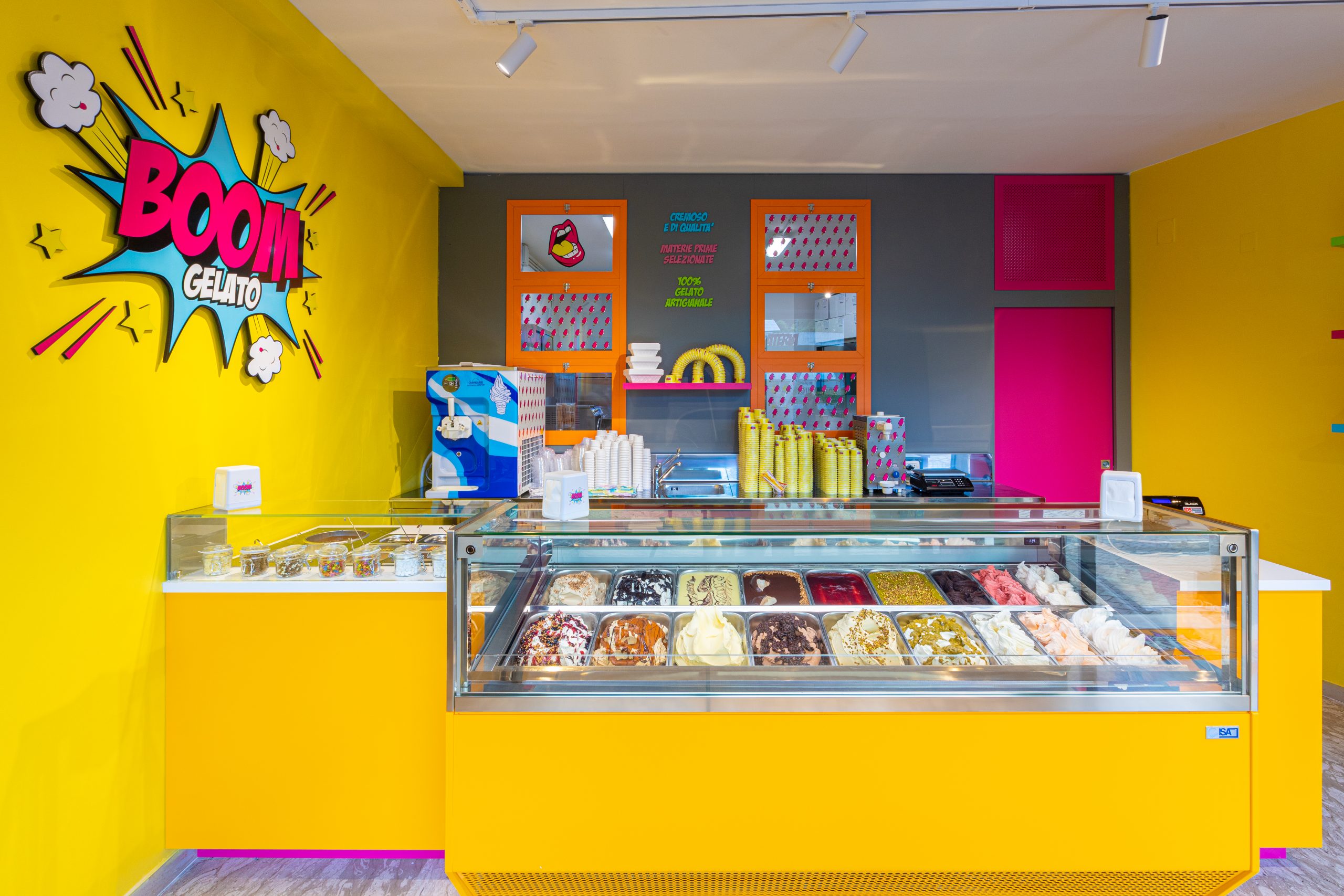 Boom Gelato , Ice Cream Parlour Shopfitting in Perugia Italy | ISA